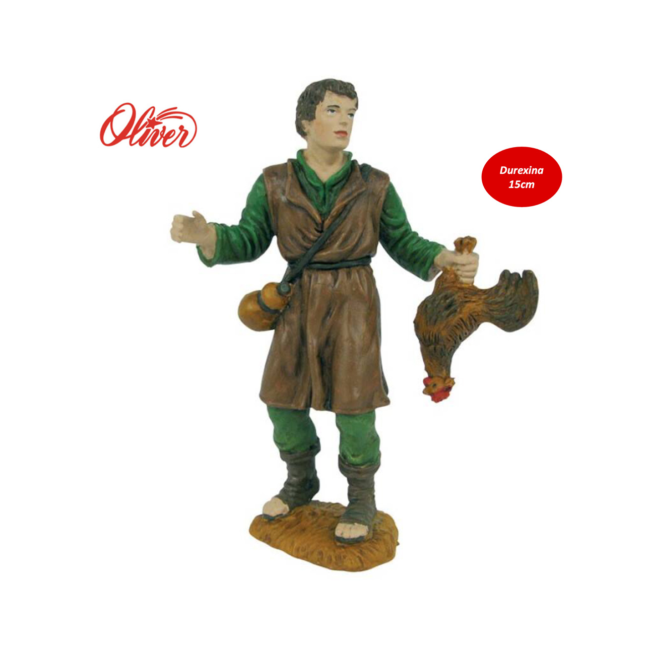Figura de Pastor con gallo 15cm Eco Card Oliver - Bazar Corona Todo Hogar