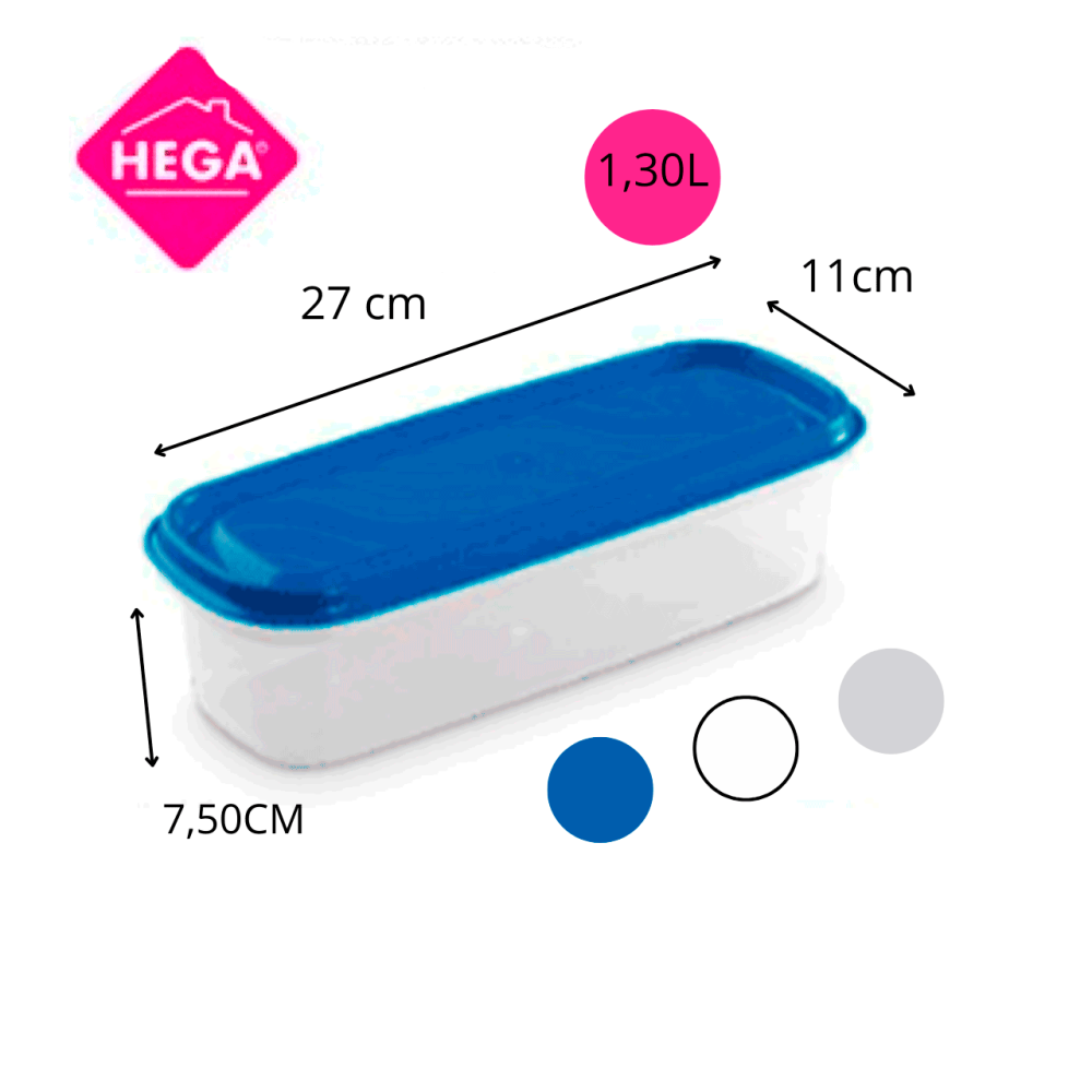 Fiambrera palermo rectangular 27×11×7,5cm (1.3L) Hega Hogar - Bazar Corona Todo Hogar